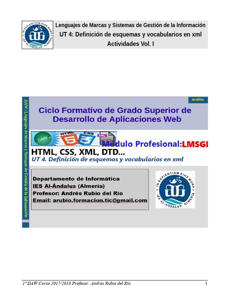 Ejercicios XML para DAW 1º 2017/2018 | PDF | Archivo de computadora | Xml