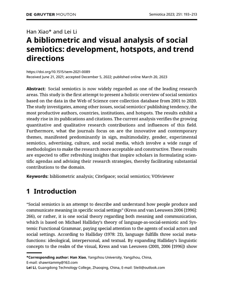 A Bibliometric and Visual Analysis of Social Semiotics Development ...
