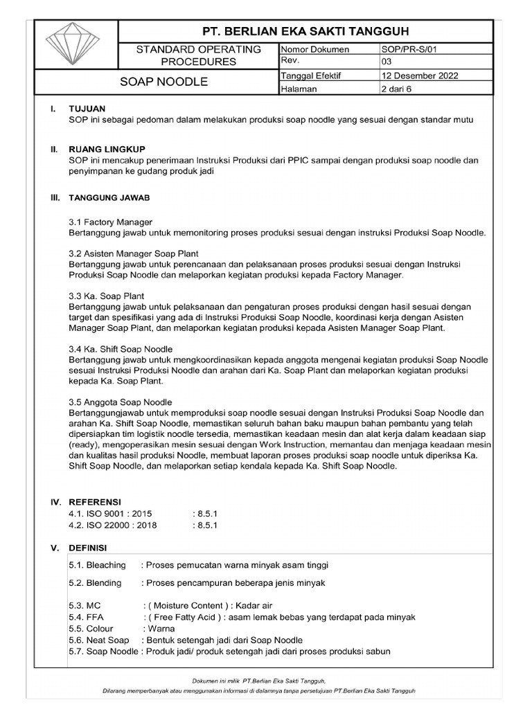 Sop - pr-s.01 - Rev.03 (Sop Soap Noodle) | PDF