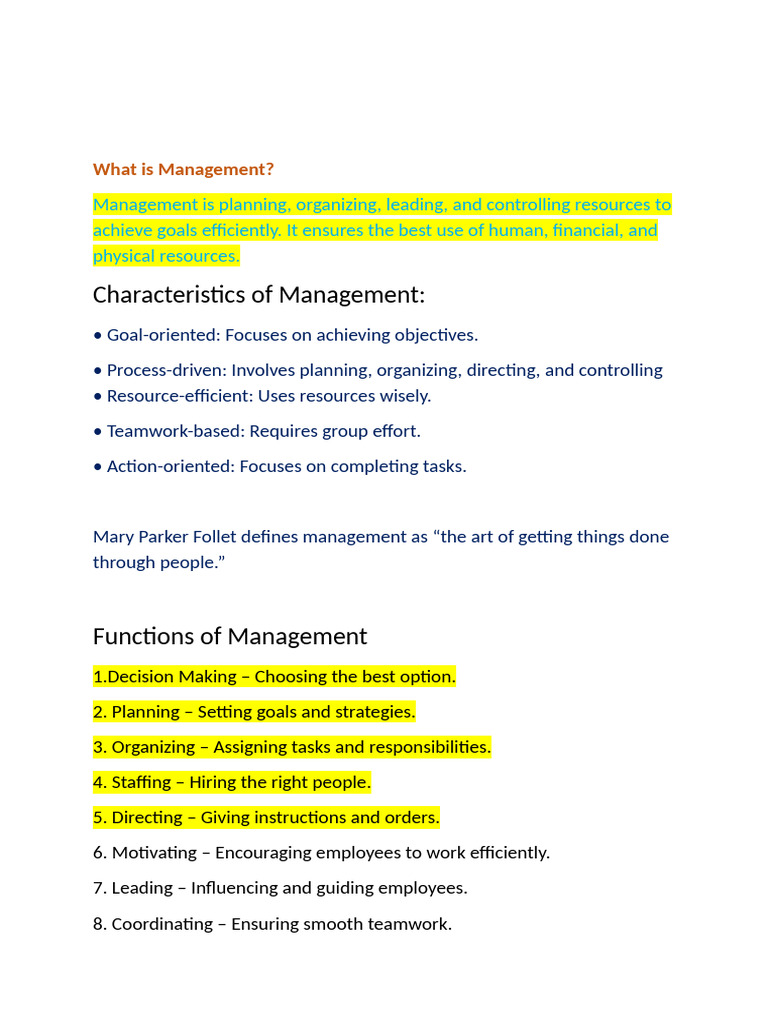 Document( Management Chapter 1) | PDF | Goal | Human Resources