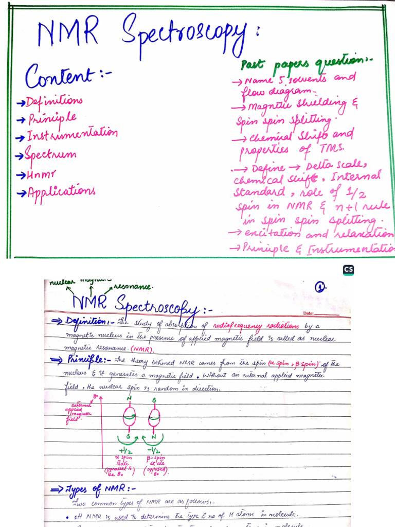 NMR Spectroscopy Notes-1 | PDF