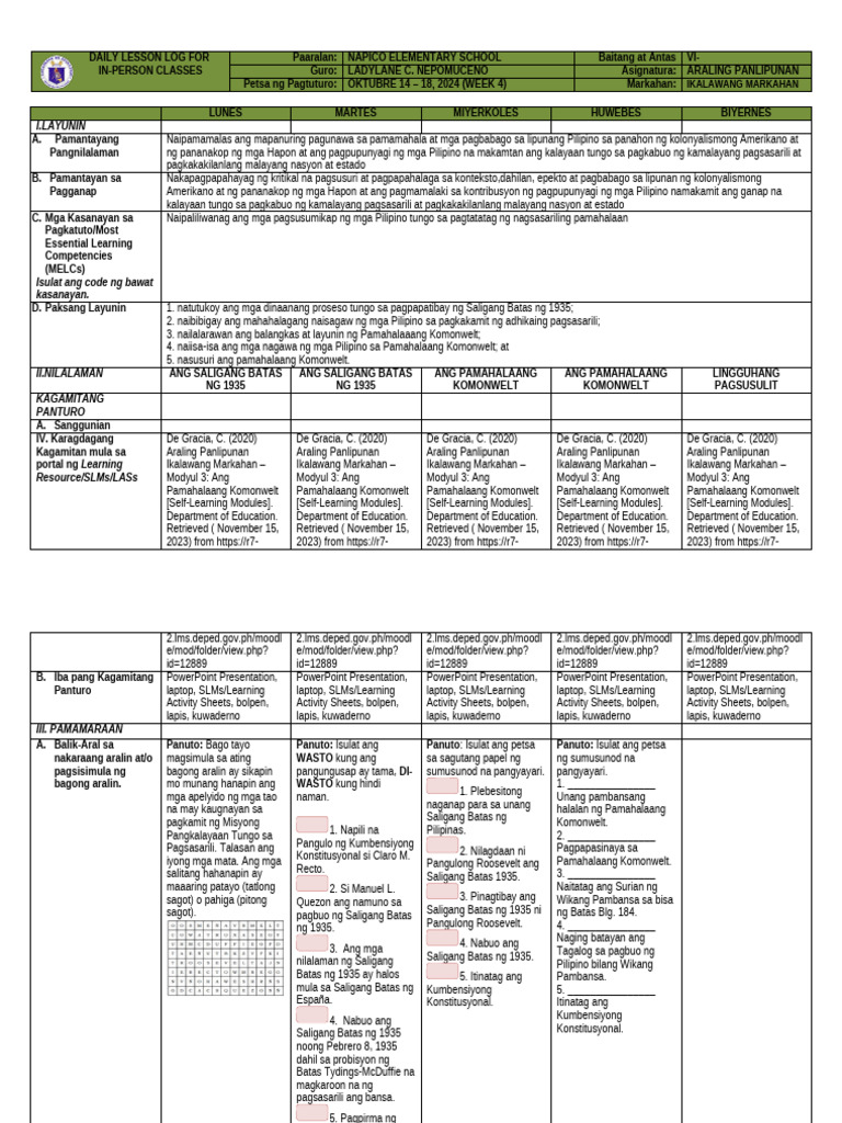 Q2 - Ap - DLL - Week 4 | PDF