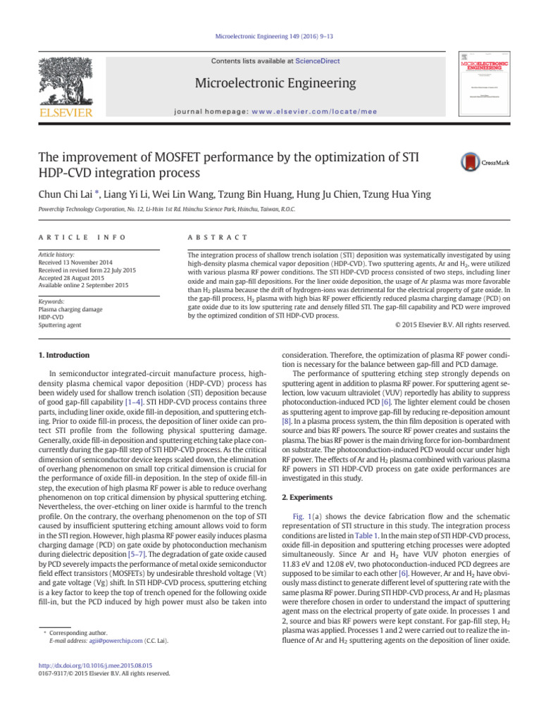 The Improvement of MOSFET Performance by The Optimization of STI HDP ...
