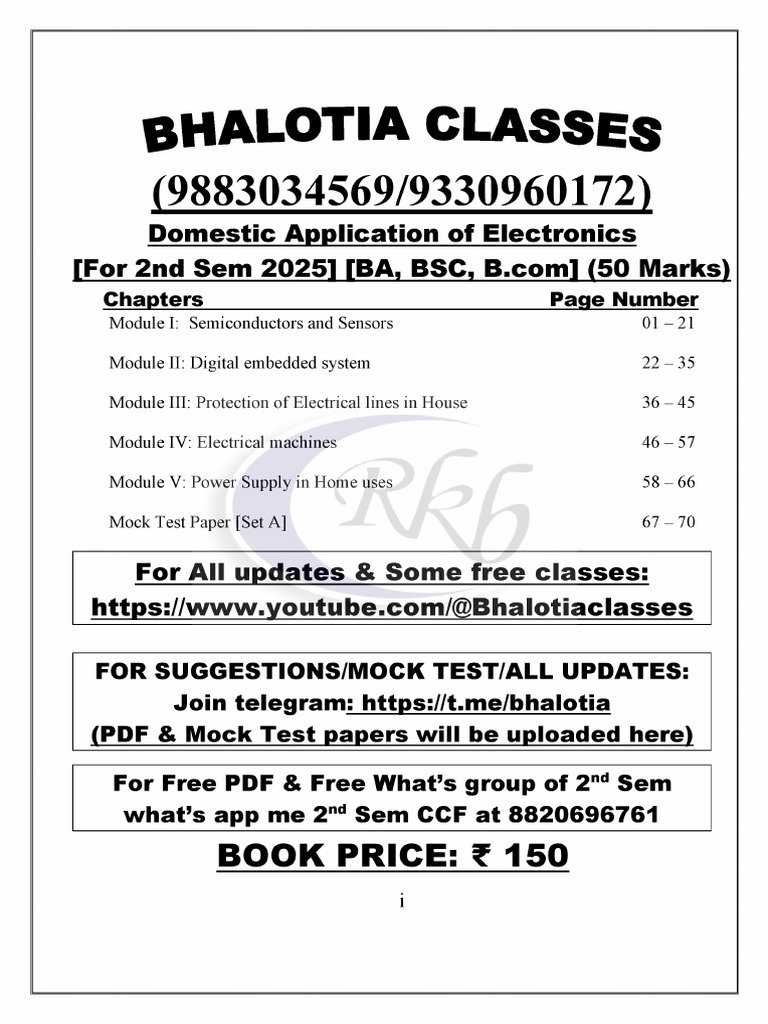 2nd Sem CCF Domestic Application of Electronics (BHALOTIA) (9883034569) | PDF
