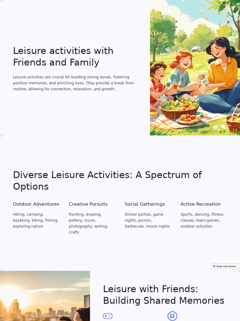 Fun Leisure Activities for Family & Friends | PDF | Leisure | Recreation