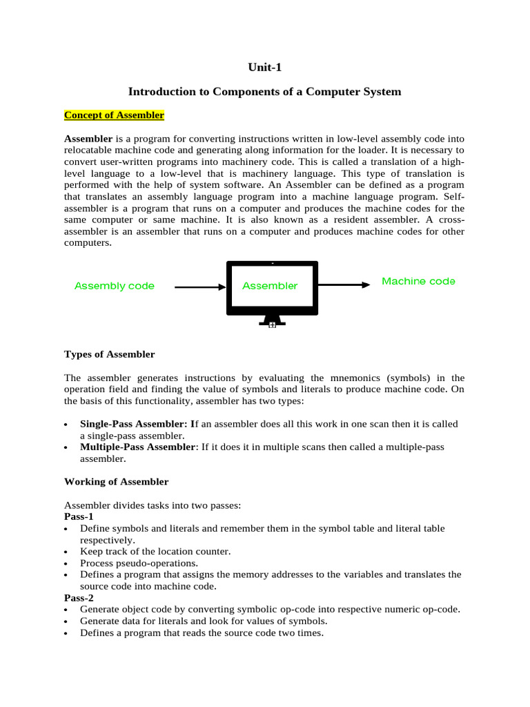 Unit 1 Pdf Assembly Language Pointer Computer Programming