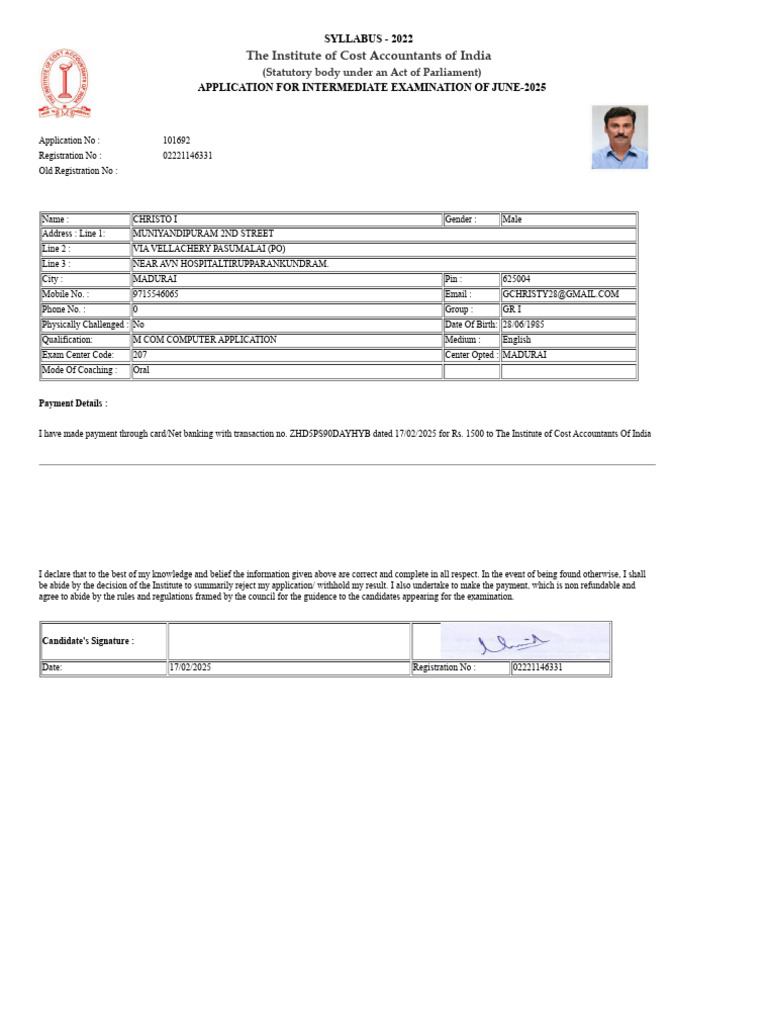 Application Exam Jun2025 | PDF