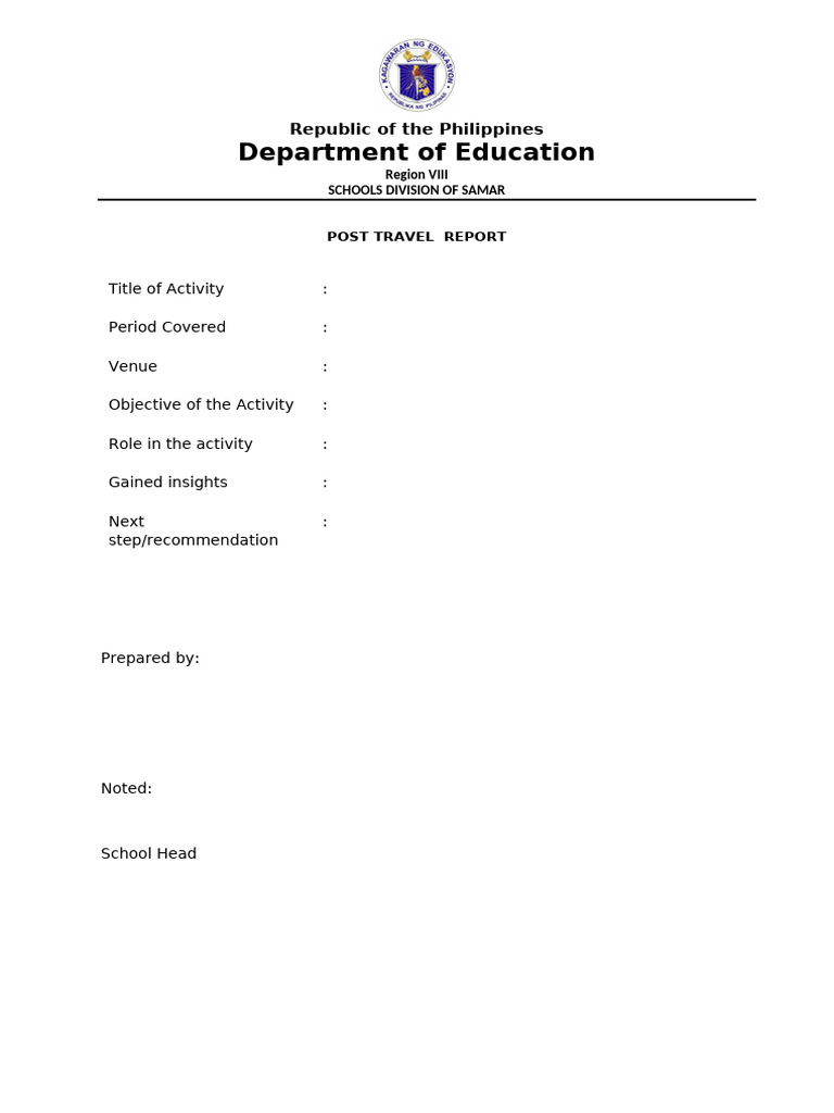 Post Travel Report Template | PDF