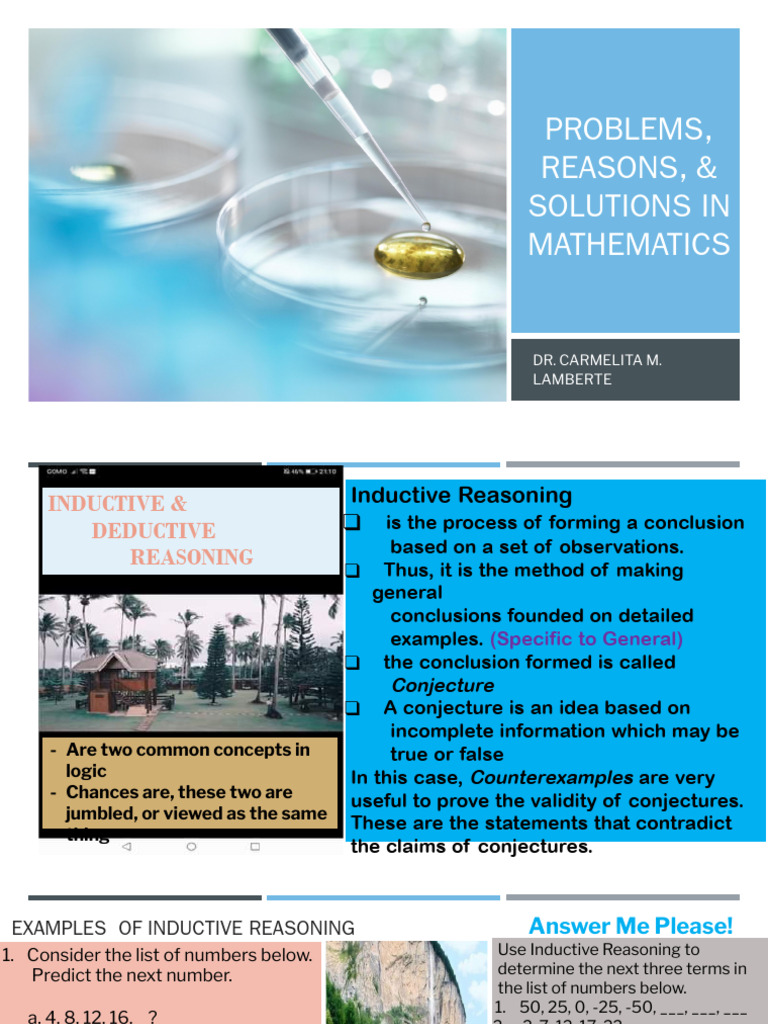 Problems Reasons Solutions.pptx | PDF | Inductive Reasoning | Conjecture