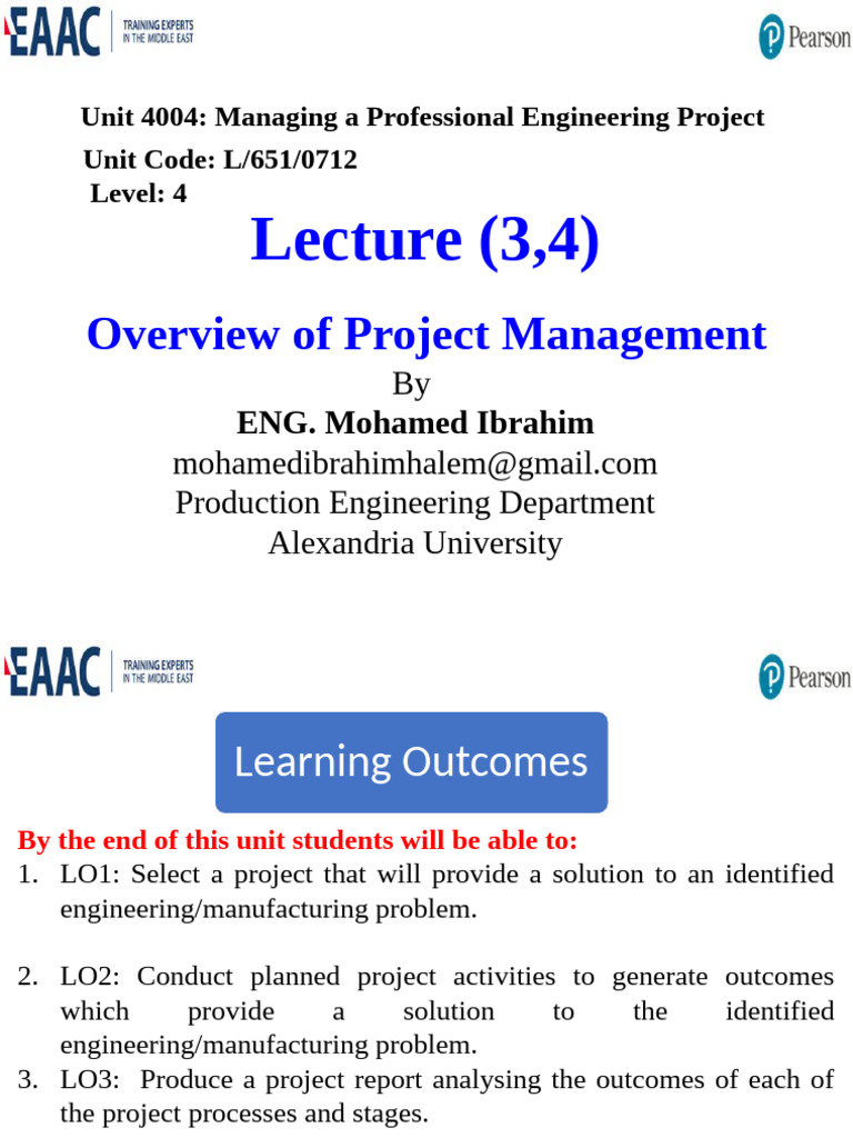 Lecture 3 Eng Mohamed Ibrahim Fall 2024 Engineering Project Management | PDF
