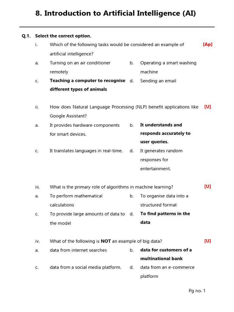 As WB CB VI CS Introduction to Artificial Intelligence (AI) (1) | PDF | Machine Learning ...