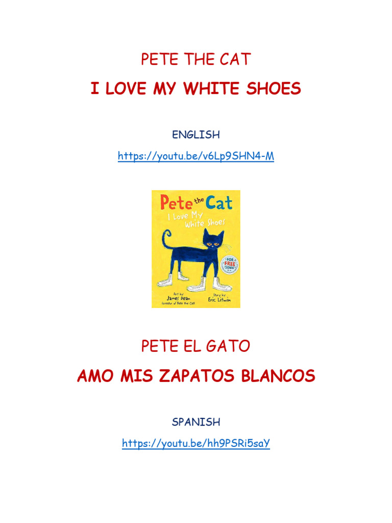 61pete The Cat I Love My White Shoes | PDF