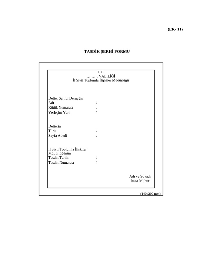 Ek 11 Tasdik Serhi Formu | PDF
