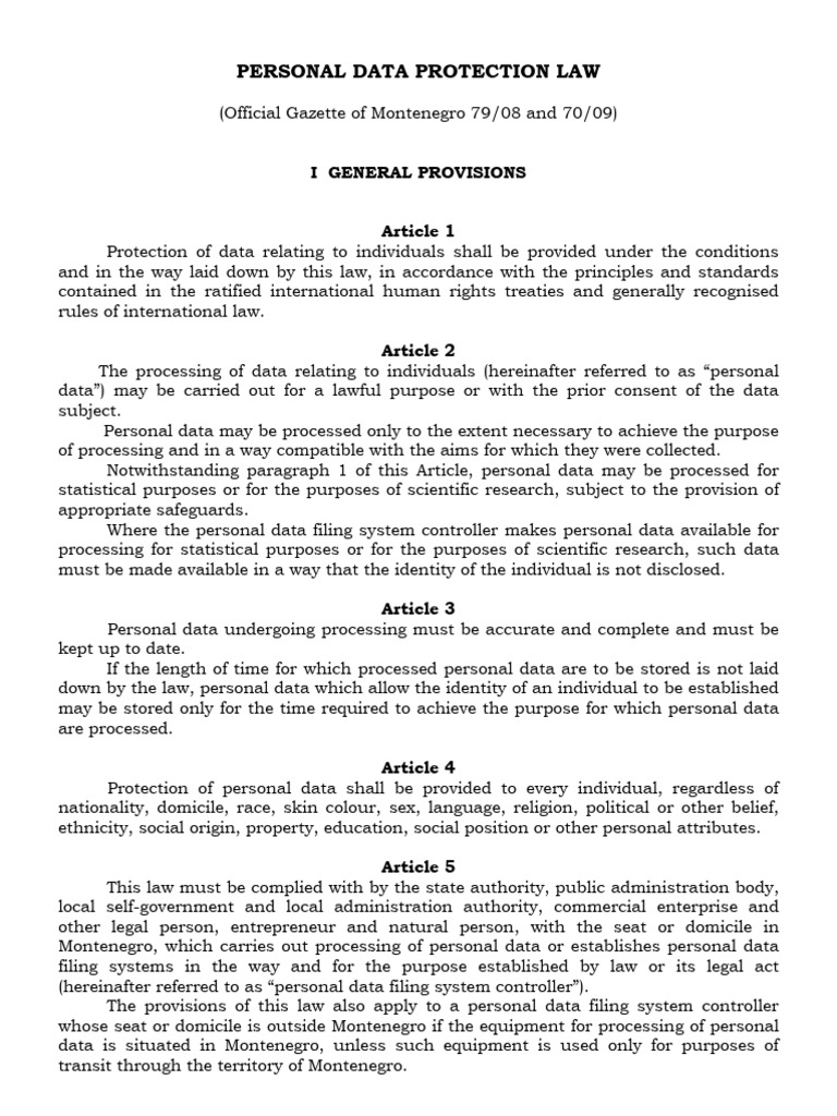 Personal Data Protection Law | PDF | Closed Circuit Television | Treaty