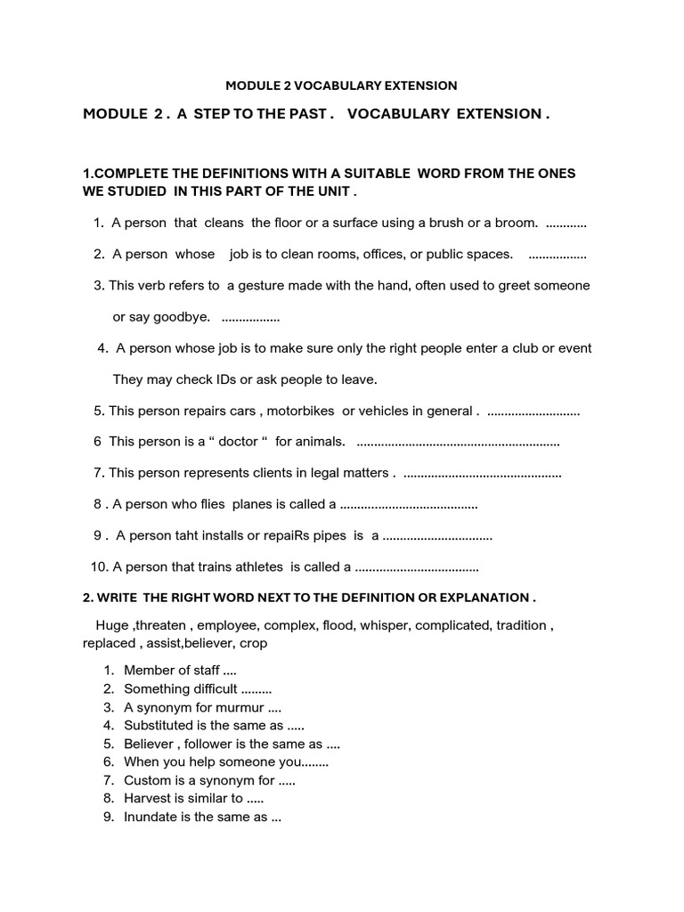 MODULE 2 VOCABULARY EXTENSION - Copia | PDF