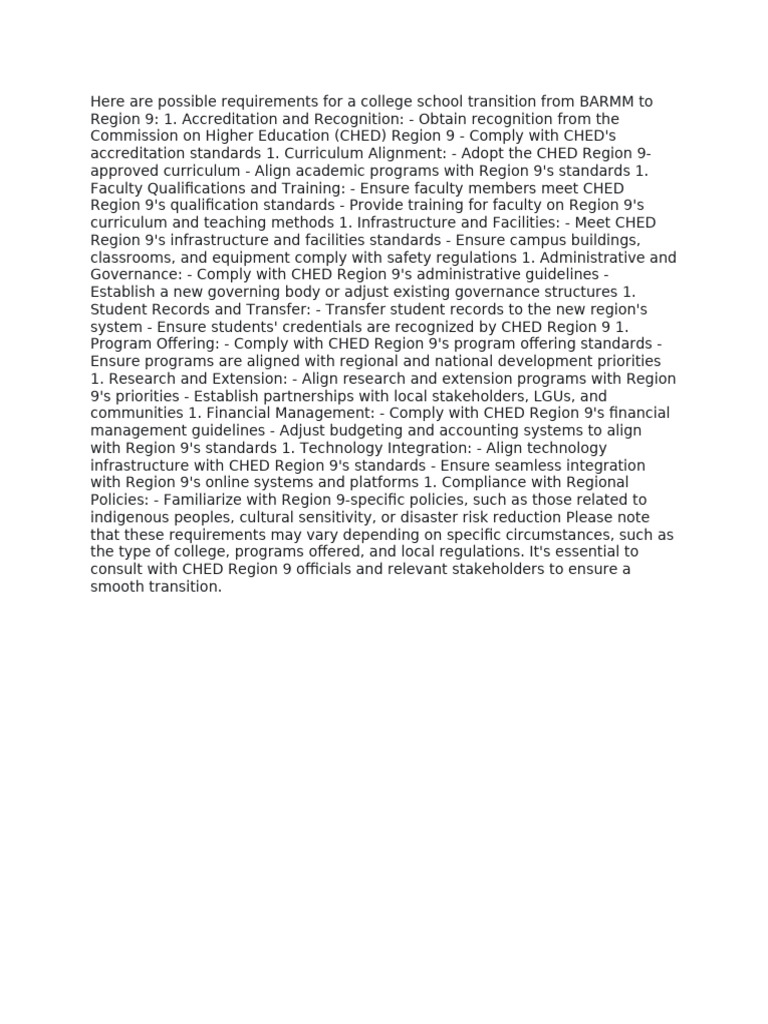 Here Are Possible Requirements For A College School Transition From ...
