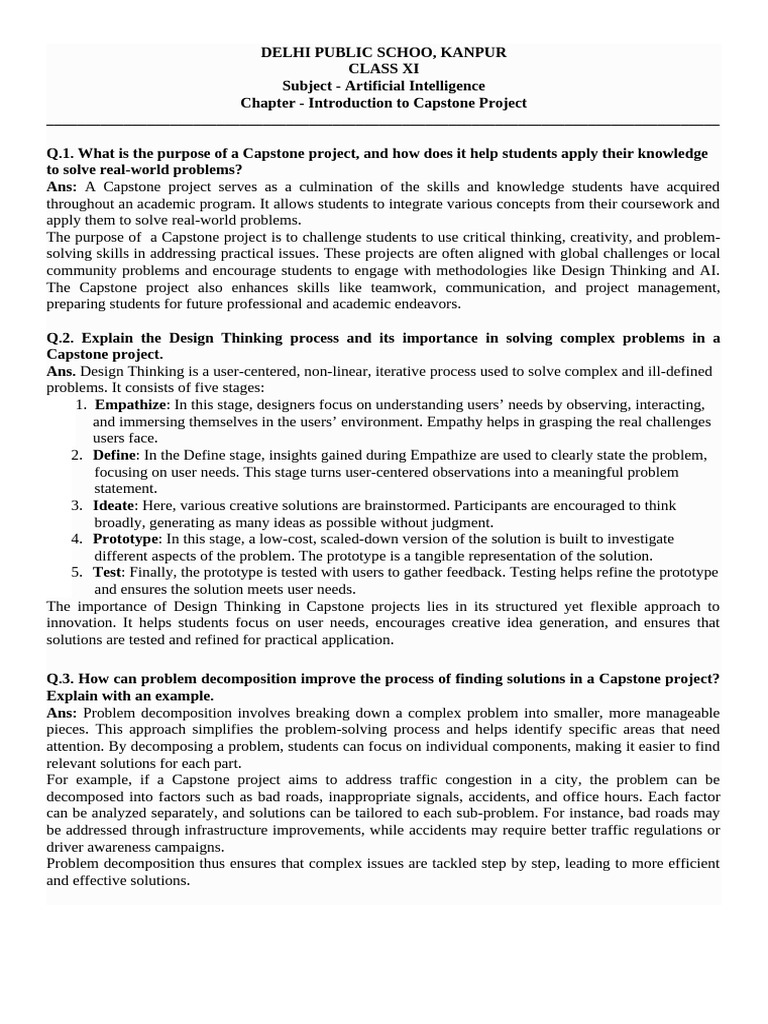 Introduction To Capstone Project | PDF | Artificial Intelligence ...