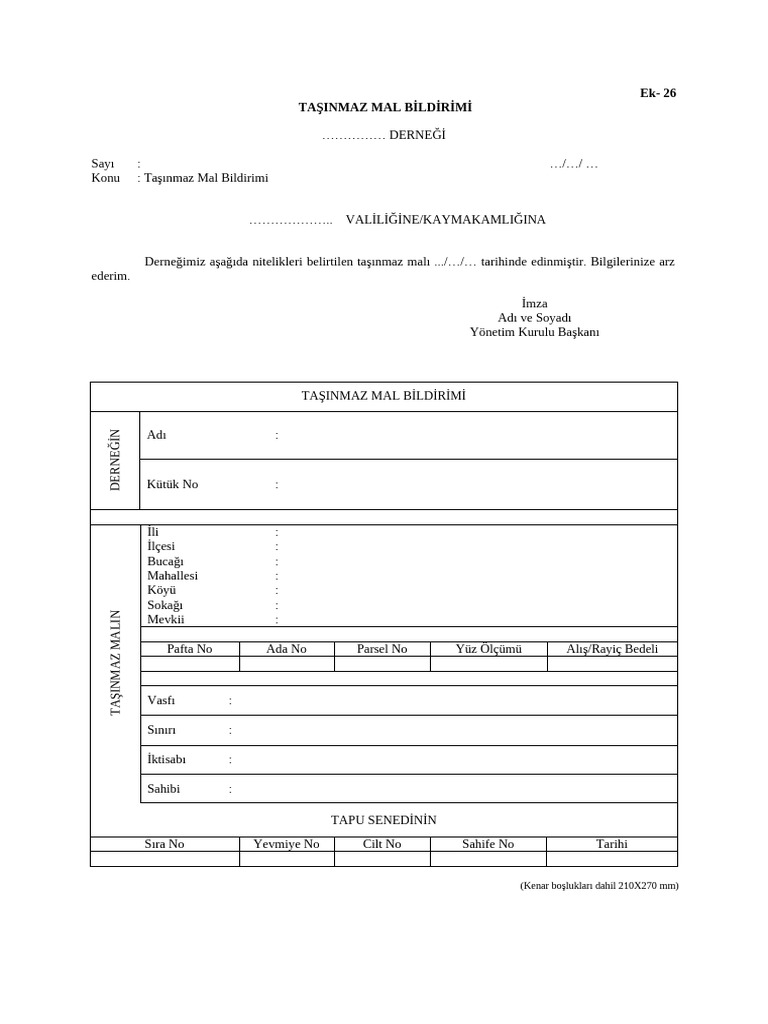 ek_26-TASINMAZ-MAL-BILDIRIMI | PDF
