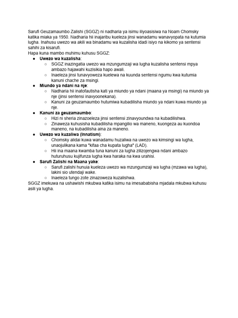 Sarufi Geuzamaumbo Zalishi | PDF