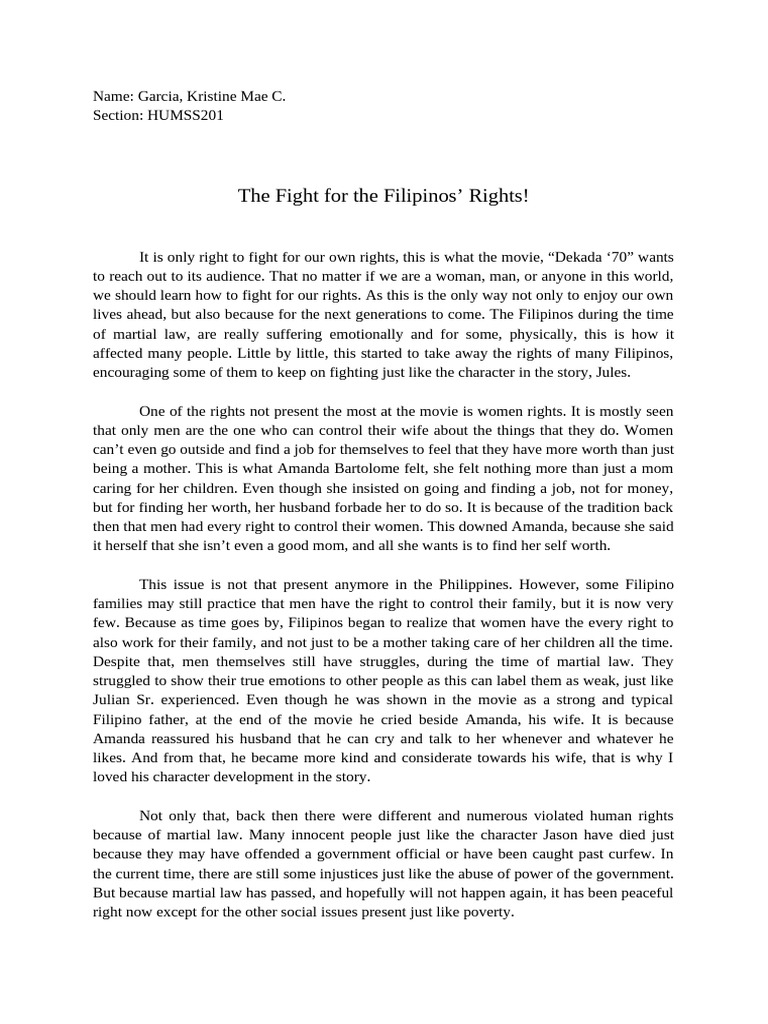 The Fight For The Filipinos' Rights! | PDF