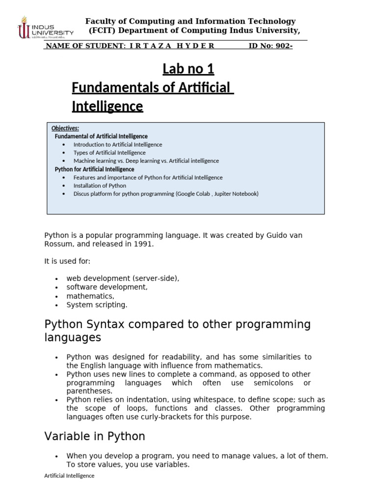 Lab 1 4 (AI) 1 | PDF | Boolean Data Type | Parameter (Computer Programming)