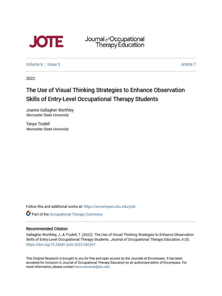 Enhancing Observation Skills in OT Students | PDF | Occupational ...
