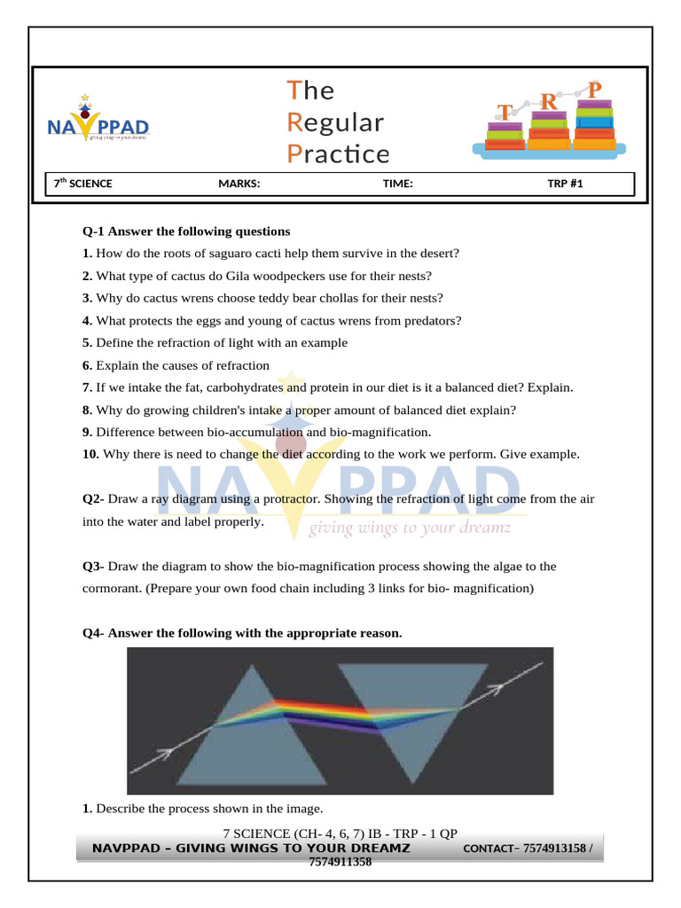 7 Science (CH - 4, 6, 7) Ib - TRP - 1 QP | PDF