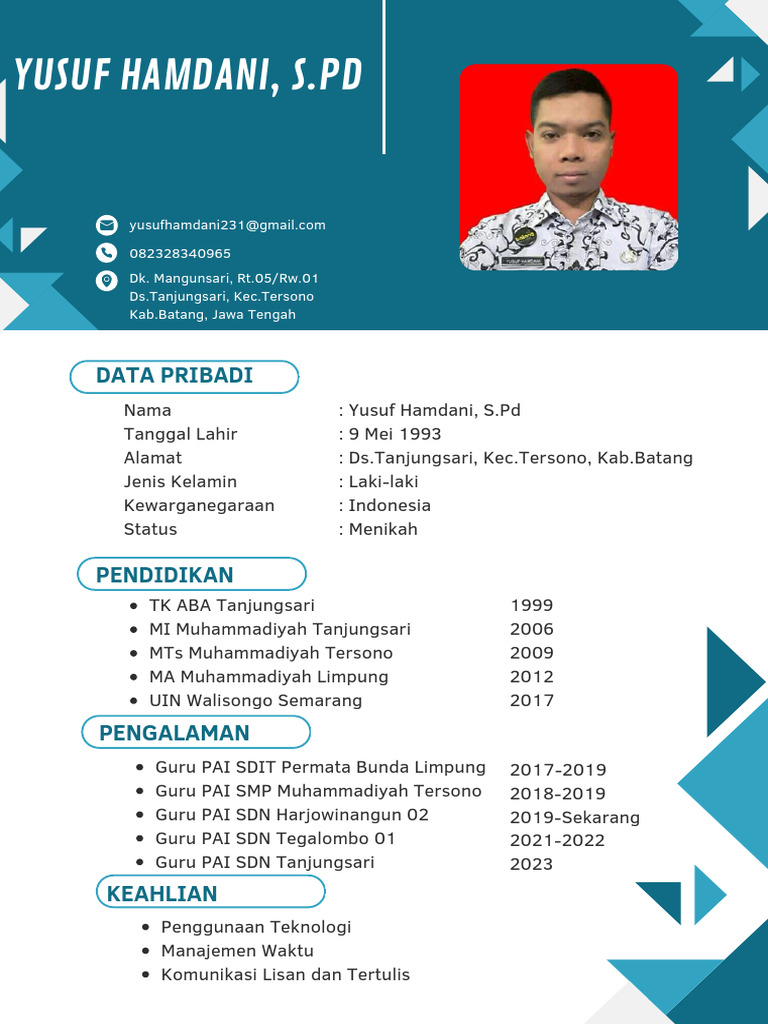 CV Resume Riwayat Hidup Yusuf Hmdani | PDF