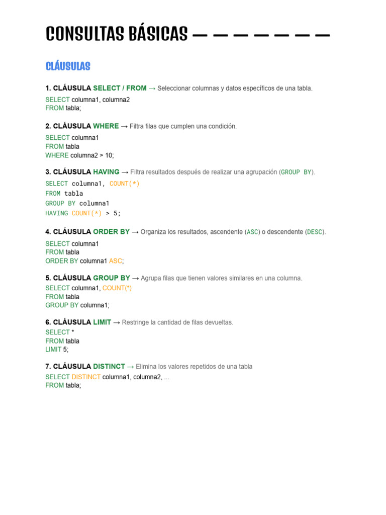 Consultas Básicas | PDF | Bases de datos | SQL