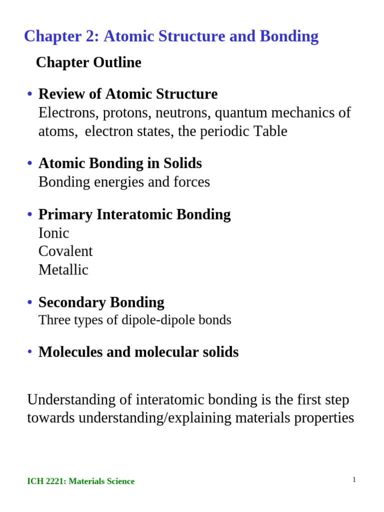 Lecture 2 Atomic Structure | PDF | Chemical Bond | Periodic Table