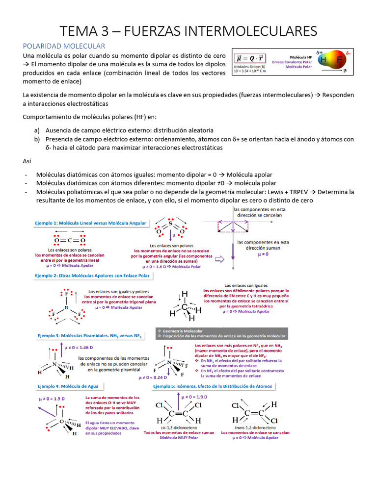 Fuerzas Intermoleculares - Química | PDF | Polaridad química | Fuerza intermolecular