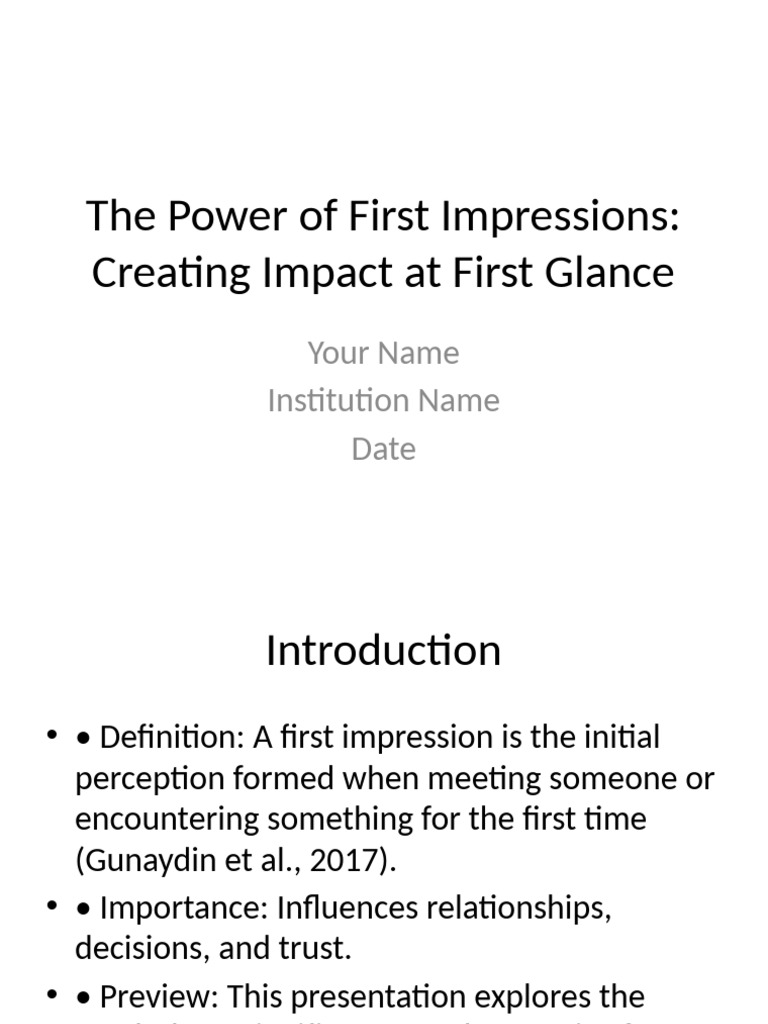 The Power of First Impressions | PDF | Nonverbal Communication | Human Communication