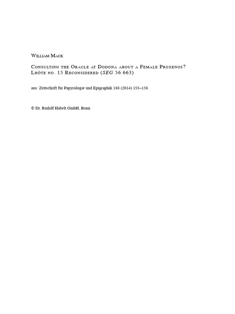 Consulting The Oracle at Dodona About A | PDF | Question | Oracle