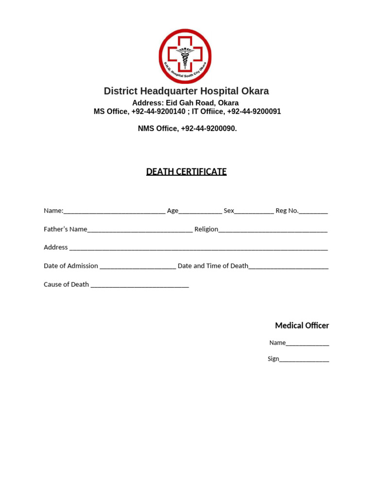 Death Certificate | PDF