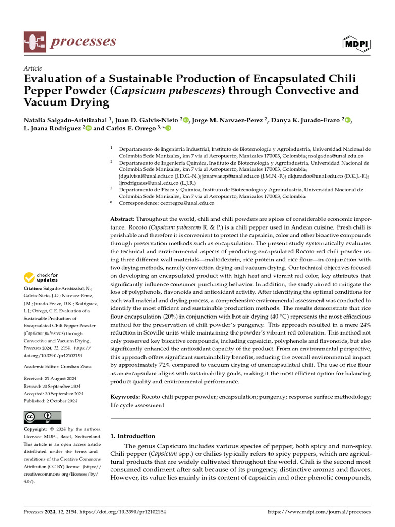 Processes 12 02154 v3 | PDF | Life Cycle Assessment | Capsicum