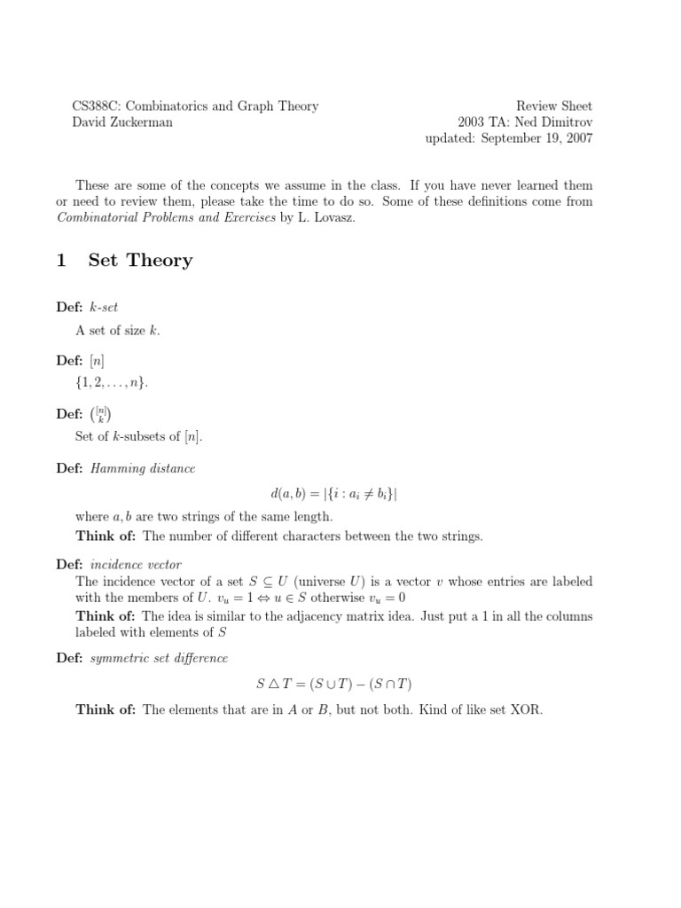 Notation Reference Utexas Pdf Vertex Graph Theory Eigenvalues And Eigenvectors