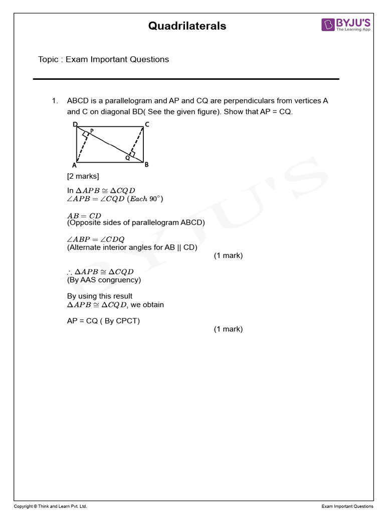 CBSE G+09 Quadrilaterals EIQ | PDF | Euclidean Plane Geometry | Euclid