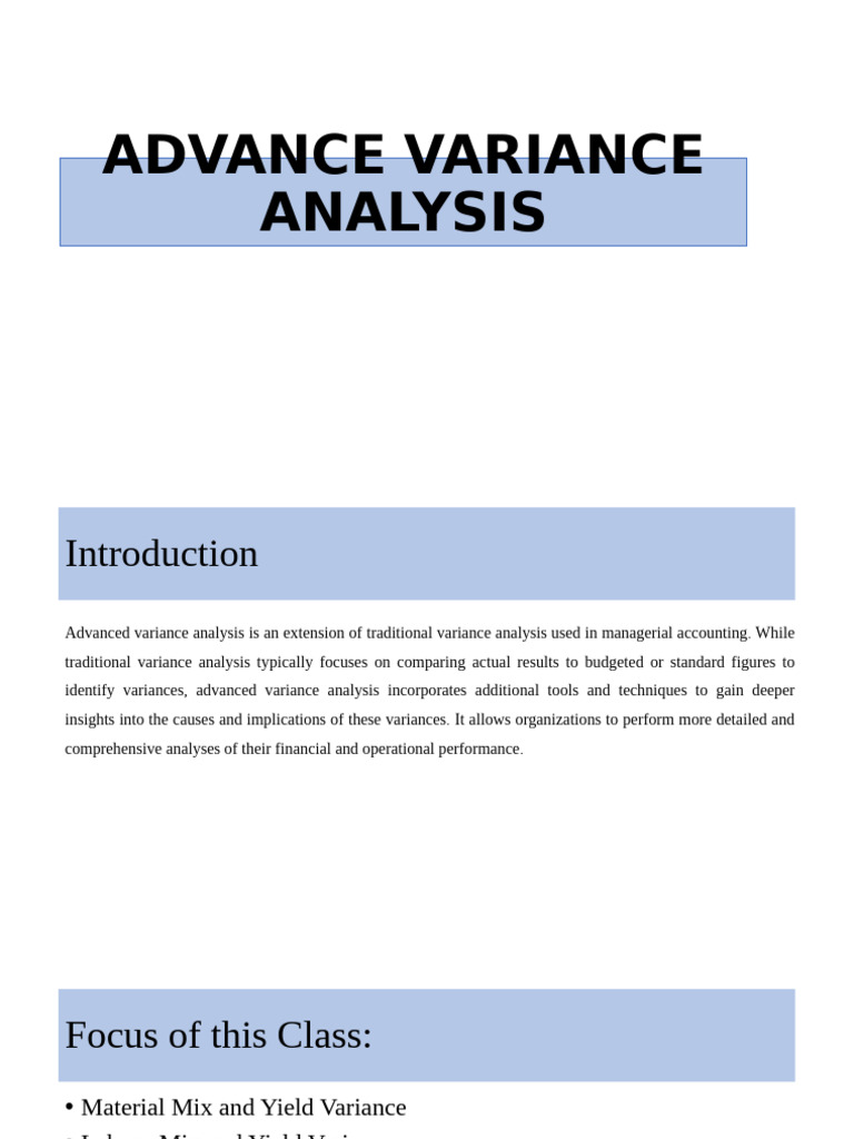 Advance Variance Analysis | PDF | Variance | Business Economics
