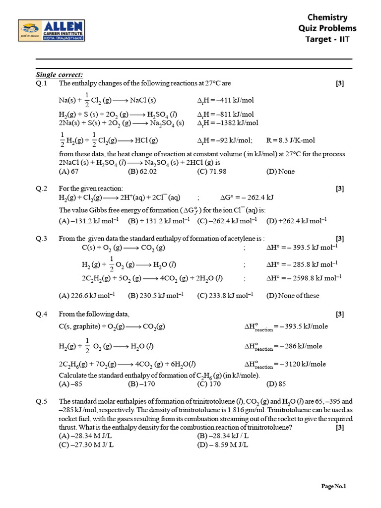 Enthalpy and Gibbs Free Energy Calculations | PDF | Distillation ...