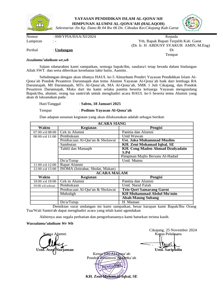 Surat Undangan Alumni DPR RI | PDF