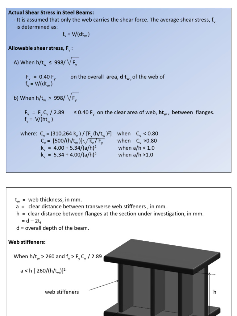 Shear Design and Stiffener Calculations | PDF | Beam (Structure ...