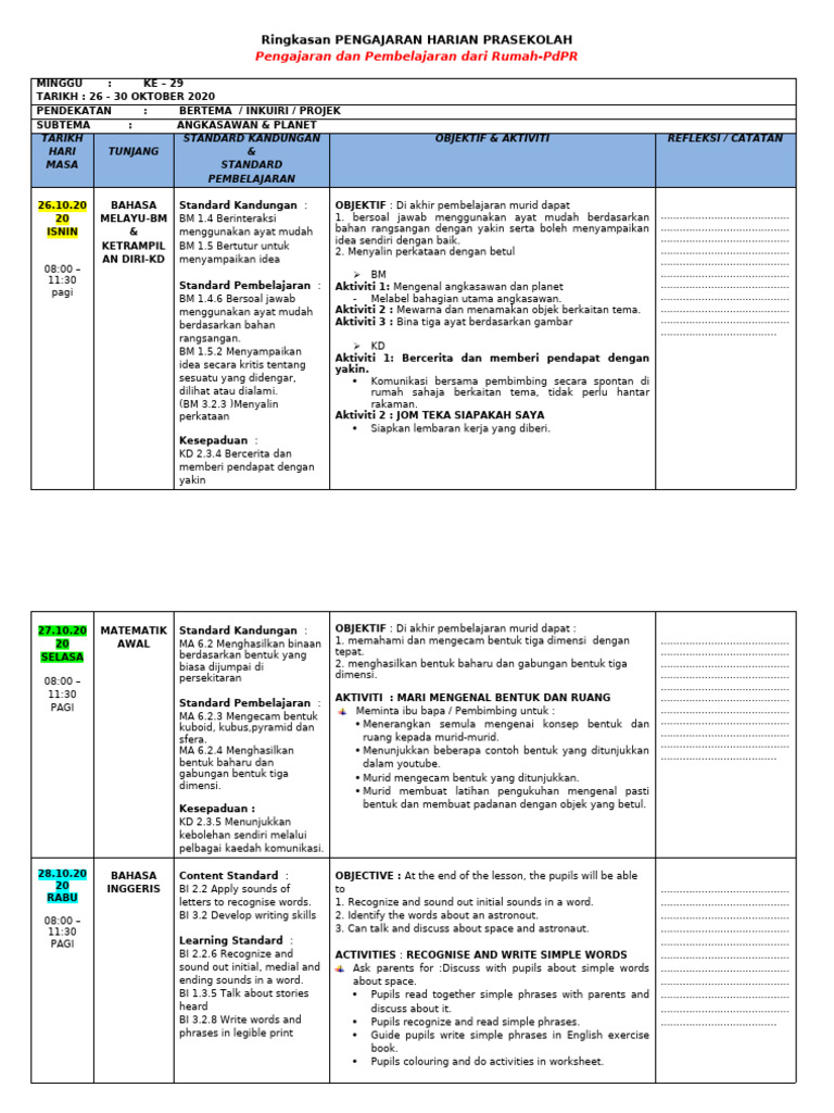 RPH M3 PDPR Isnin - Jumaat | PDF