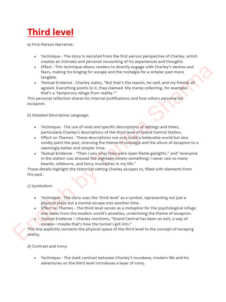 Narrative Techniques in "The Third Level" | PDF | Narration | Narrative