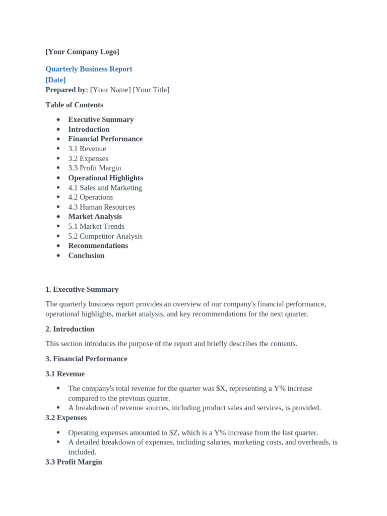 Business Report Template | PDF | Marketing | Sales