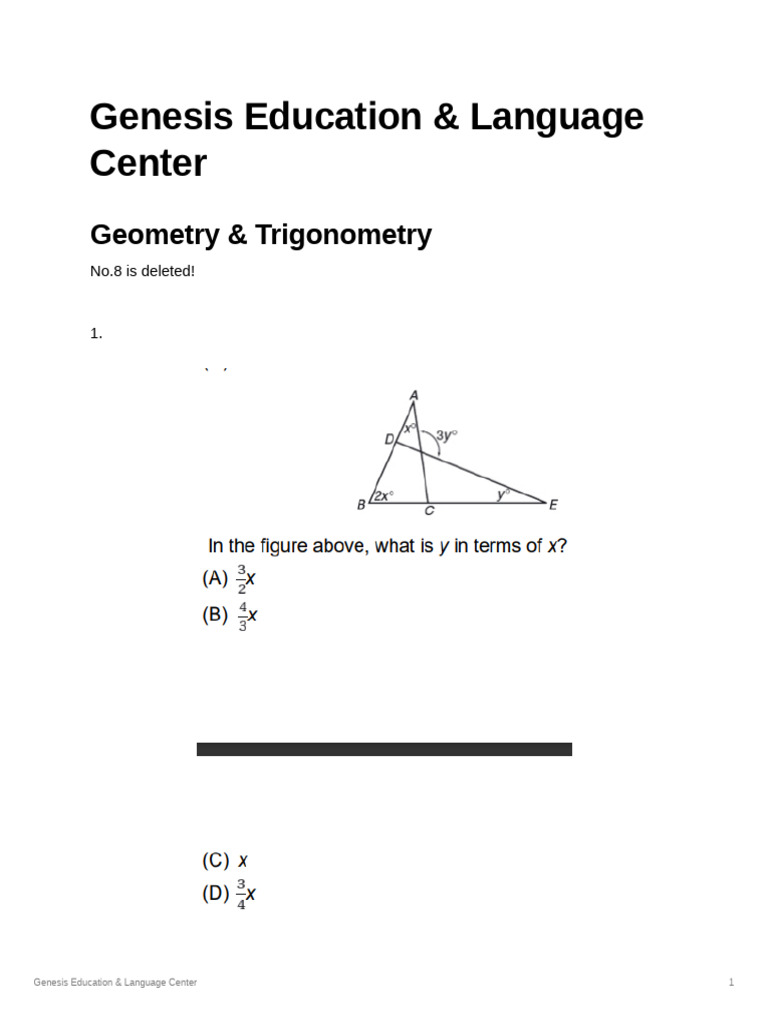 SAT - Math - Geometry & Trigonometry | PDF