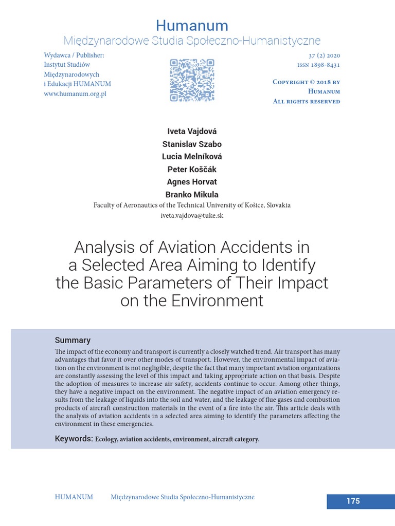 Analysis of Aviation Accidents in A | PDF | Aviation Accidents And ...