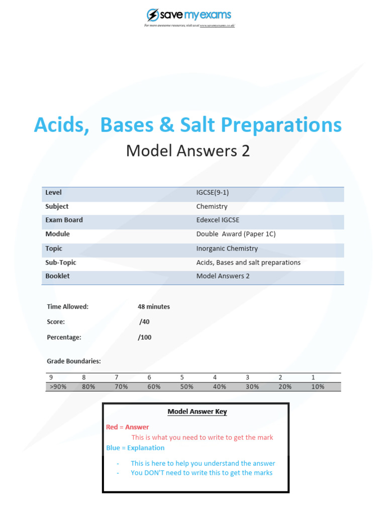 16 Acids Bases and Salt Preparations Topic Booklet 2 Edexcel IGCSE Chemistry | PDF | Redox | Zinc