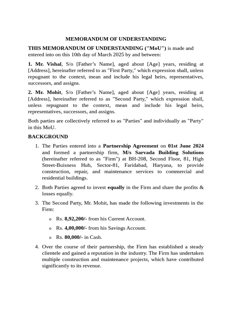 MoU | PDF | Indemnity | Justice