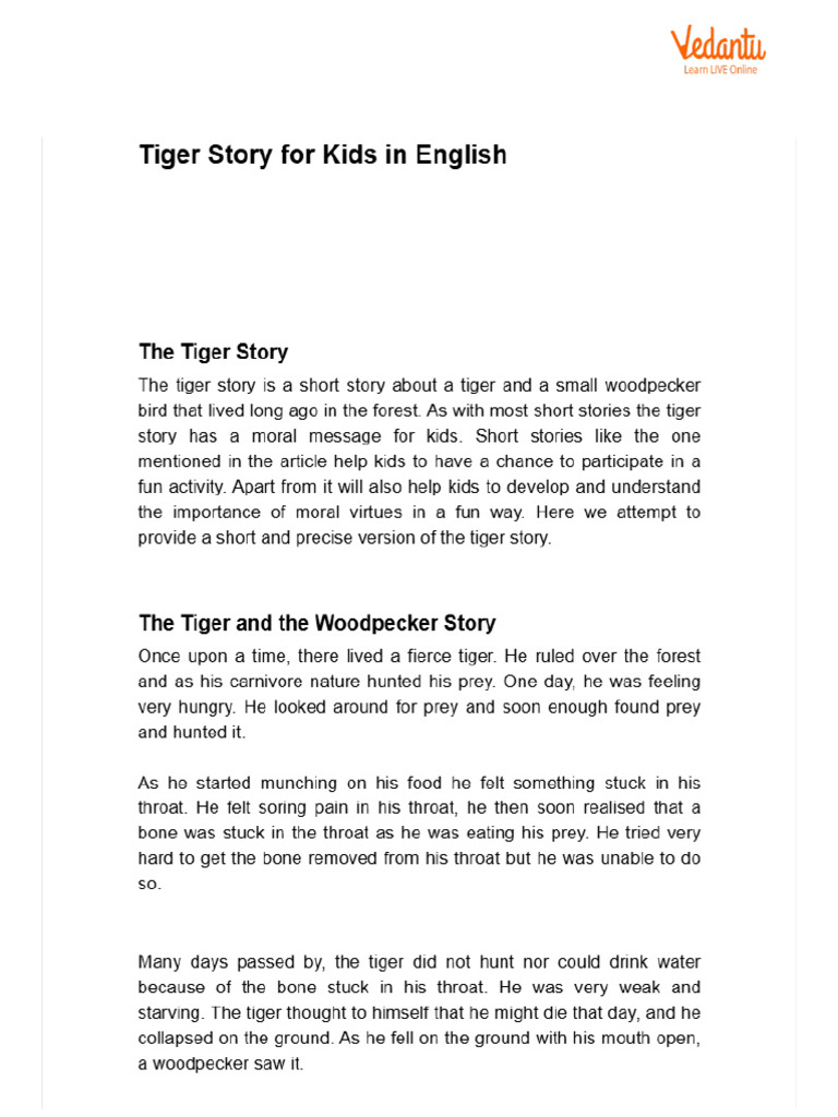Tiger Story For Kids in English | PDF