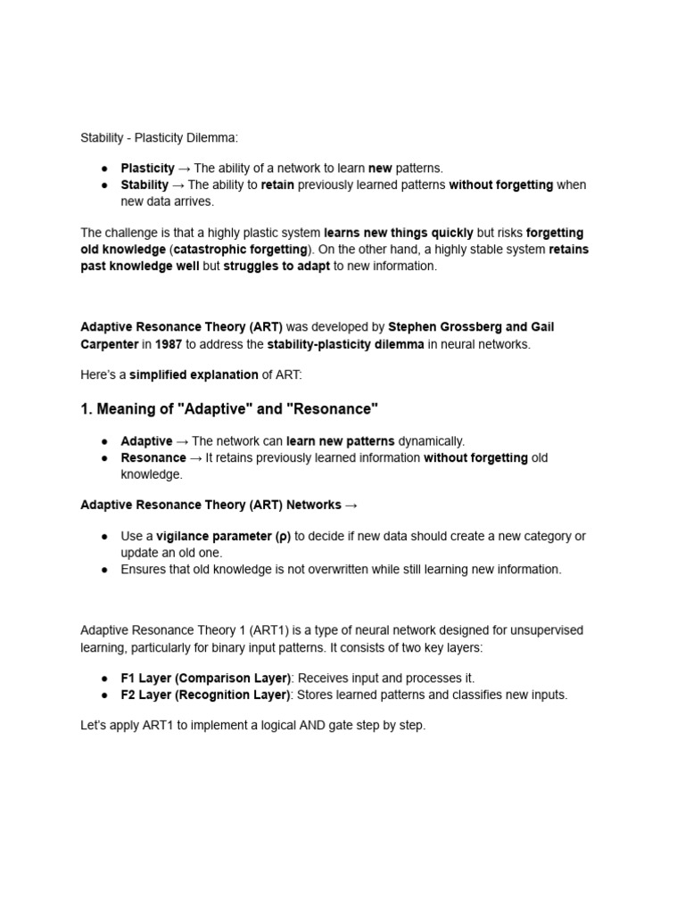Adaptive Resonance Architectures | PDF | Cognition | Learning
